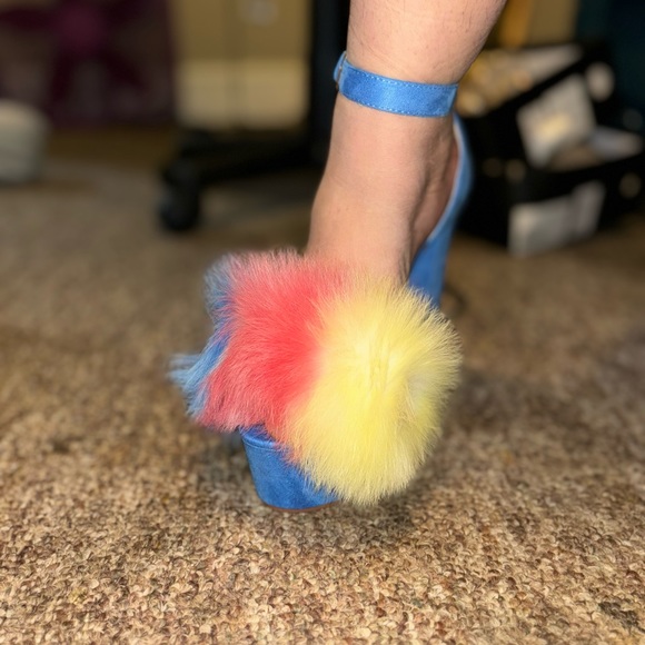AKIRA | Shoes | Furry Chunky Platform Heels | Poshmark